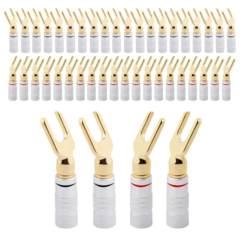 10Pcs-Y-U-Type-Banana-Plugs-Audio-Cable-Wire-Connector-Screw-Lock-Fork ...