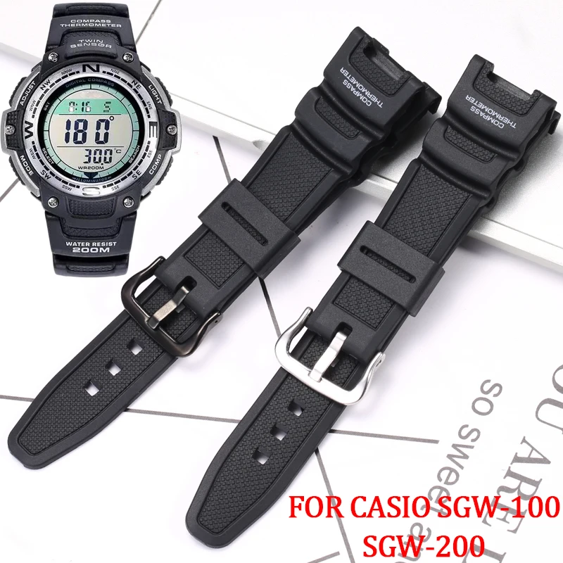 Resin-Watch-Strap-For-Casio-SGW-100-1V-SGW-200-Series-Concave-Sports ...