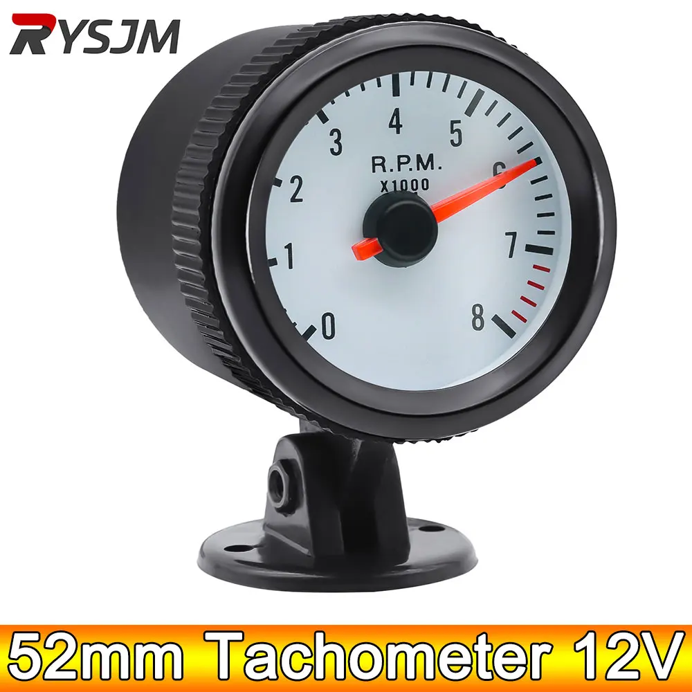 AD-52mm-RPM-Meter-Tachometer-Gauge-Holder-Blue-LED-Tacho-Gauge-0-8000 ...
