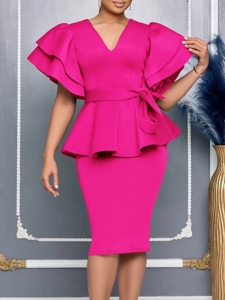 Plus Size Spring Summer New Solid Color Matching V-Neck Short Sleeves ...
