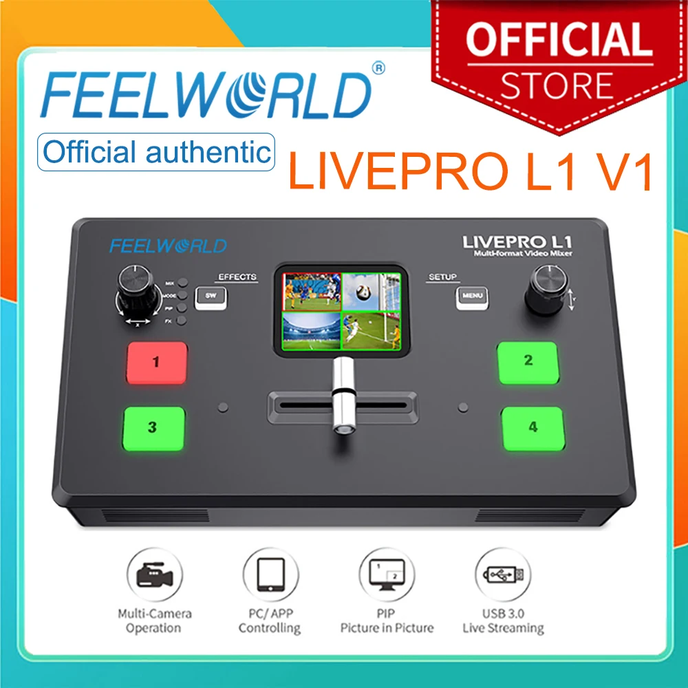 Feelworld Switcher Mixer de Vídeo Multi Formato, LIVEPRO L1 V1, 4x ...