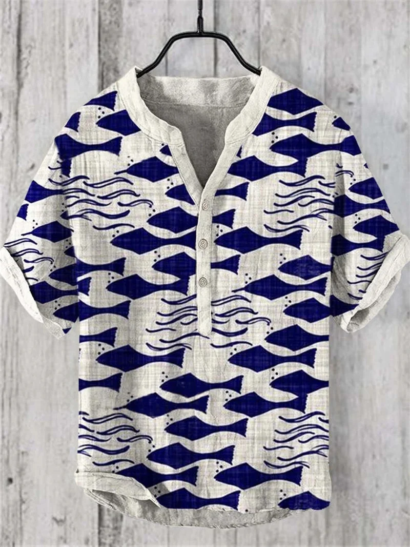 shirts-independent-station-casual-fish-pattern-Hawaiian-style-printed ...
