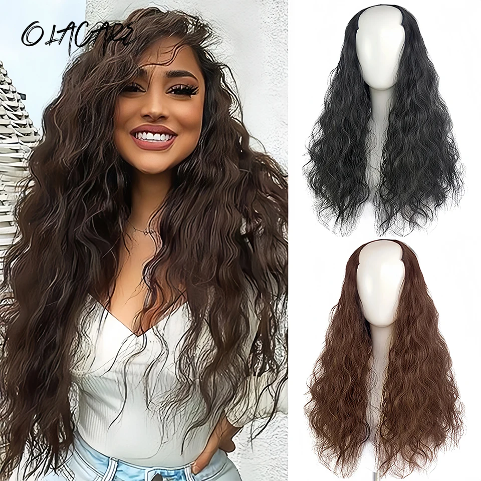 OLA-Synthetic-Hair-Fake-Hair-Extensions-Clip-Hairpiece-V-Shaped-Half ...