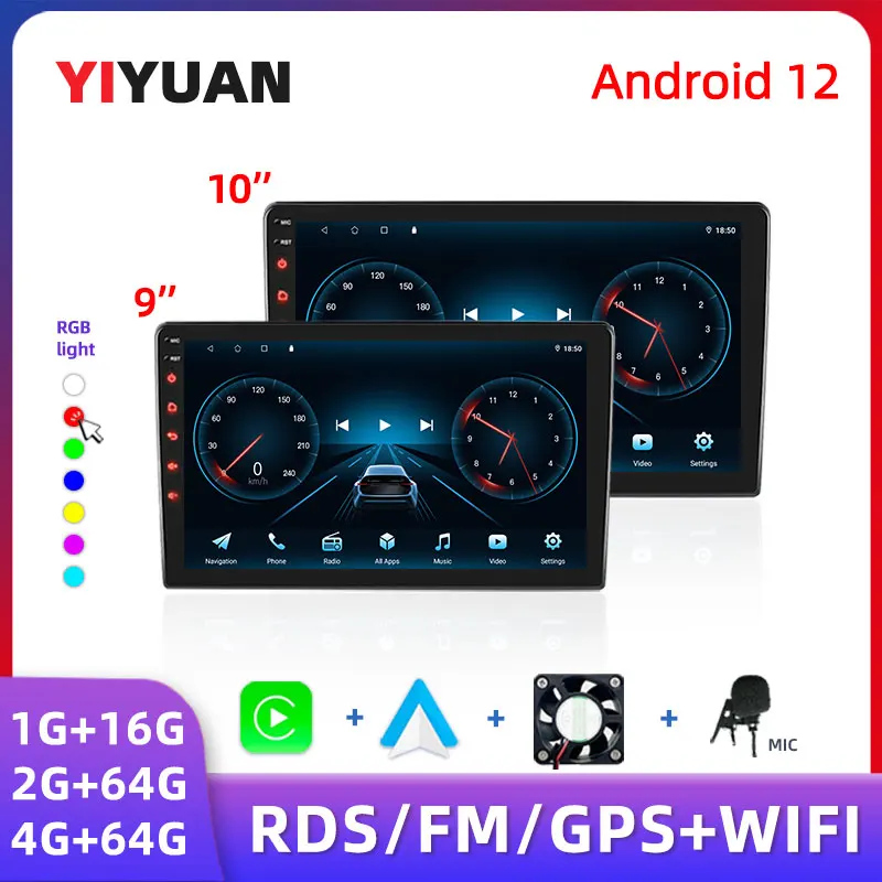 Car-radio-with-GPS-Multimedia-player-with-Android-12-7-9-10-2-Din ...