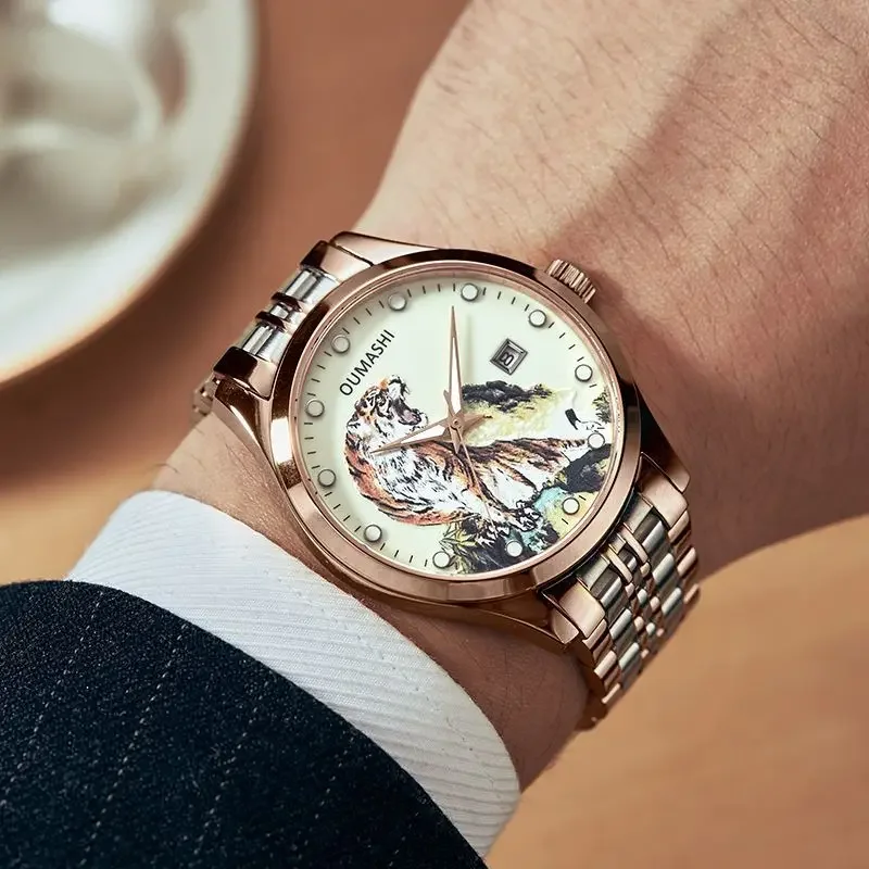 Fashion and leisure mechanical men's watch 200M waterproof zodiac tiger ...