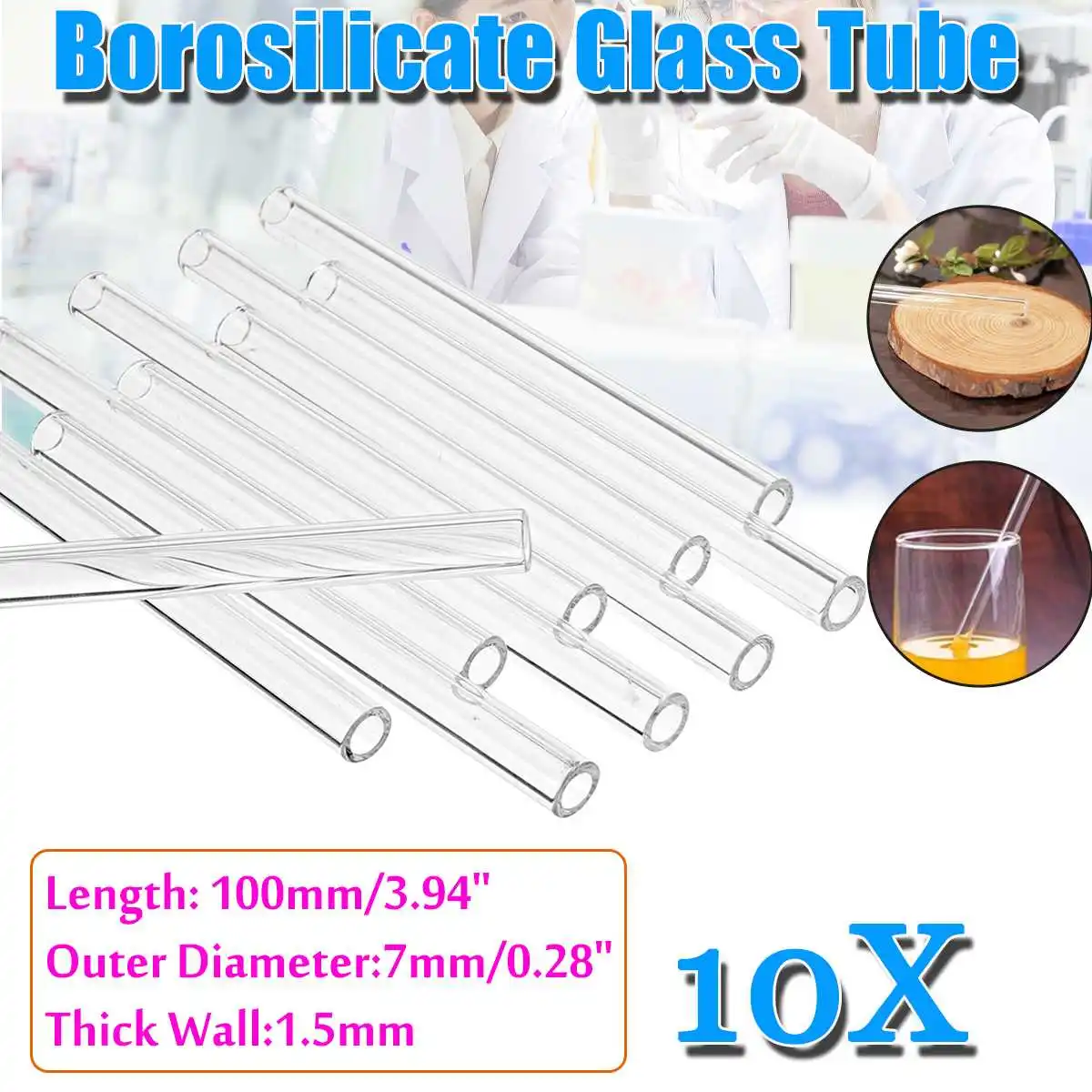10Pcs-100mm-OD-7mm-1-5mm-Thick-Transparent-Wall-Borosilicate-Glass ...