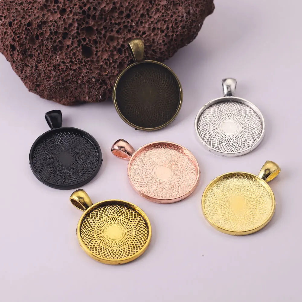 25mm Cabochon Pendant Base Blank Cameo Base Trays Bezels Jewelry Making ...