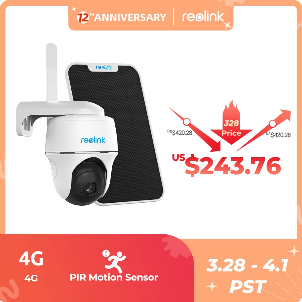 Reolink 4G LTE Battery Camera Pan&Tilt Work with SIM Card 2 Way Audio ...