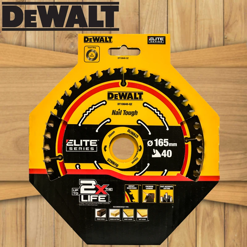 DEWALT-DT10640-Circular-Saw-Blad-2X-165MM-20MM-40T-Multifunctional-Resistant-Carbide-Quick ...
