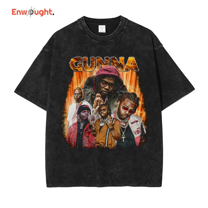Gunna T Shirt Rapper Singer Vintage Washed Top Tee Retro Hip Hop Short ...