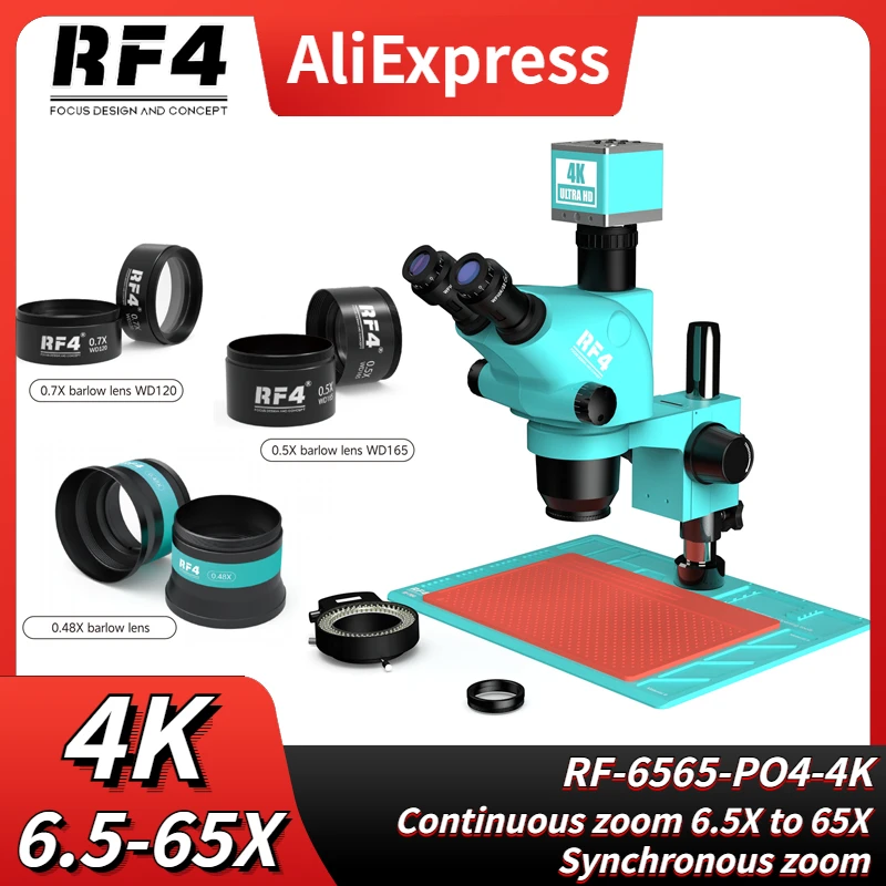 RF4-RF6565-PO4-4K-Industrial-Optical-Lab-Zoom-Trinocular-Stereo ...