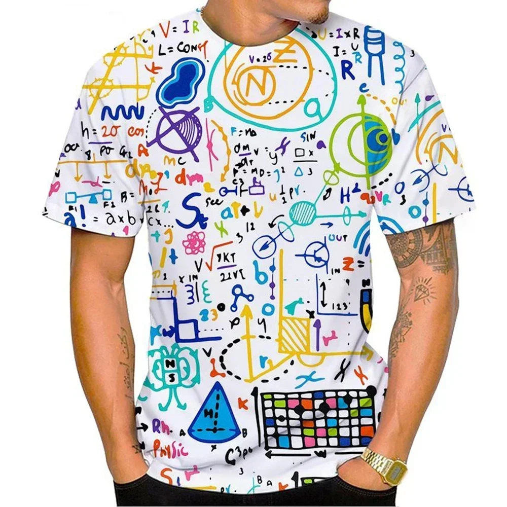 Summer Fashion New Mathematical Formula 3D PrintT-Shirt Number Round ...