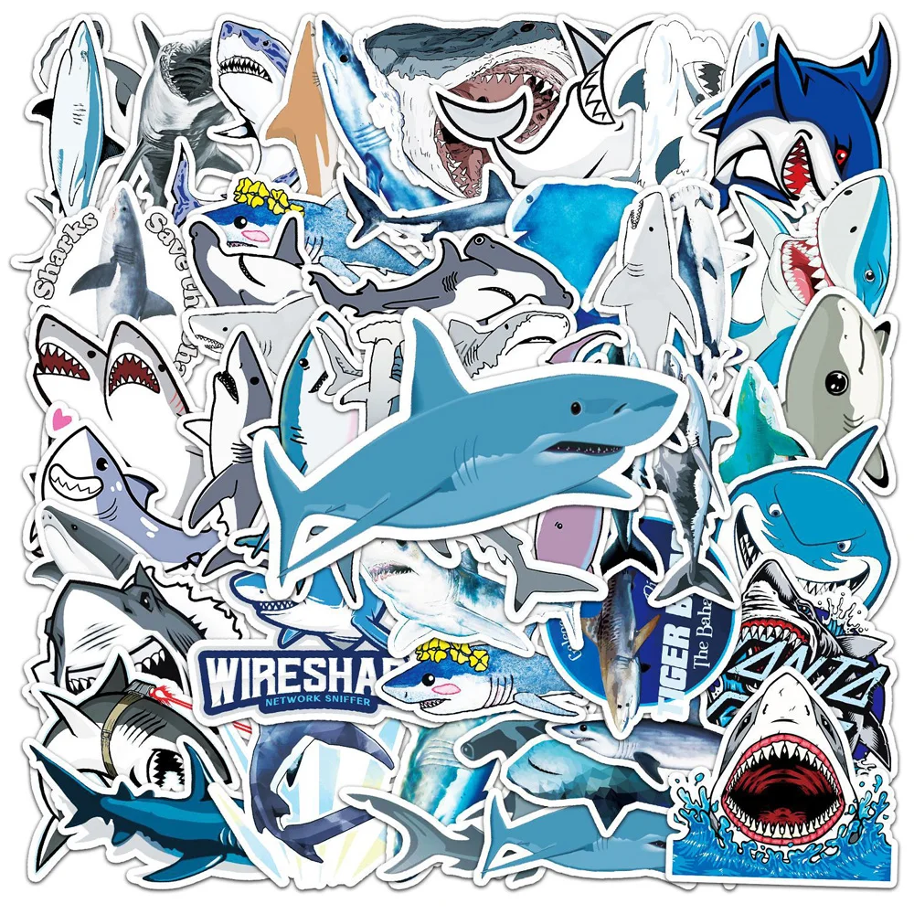 10/30/50pcs Cool Shark Stickers Pack Graffiti Decals DIY Notebook ...