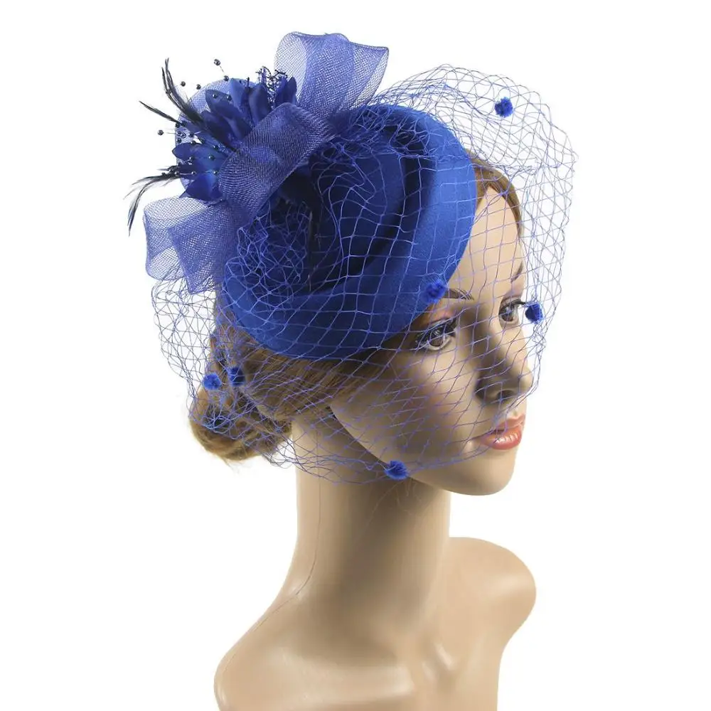 Hair-Accessories-Cocktail-Tea-Party-Feathers-Mesh-Veil-Flower-Fedoras ...