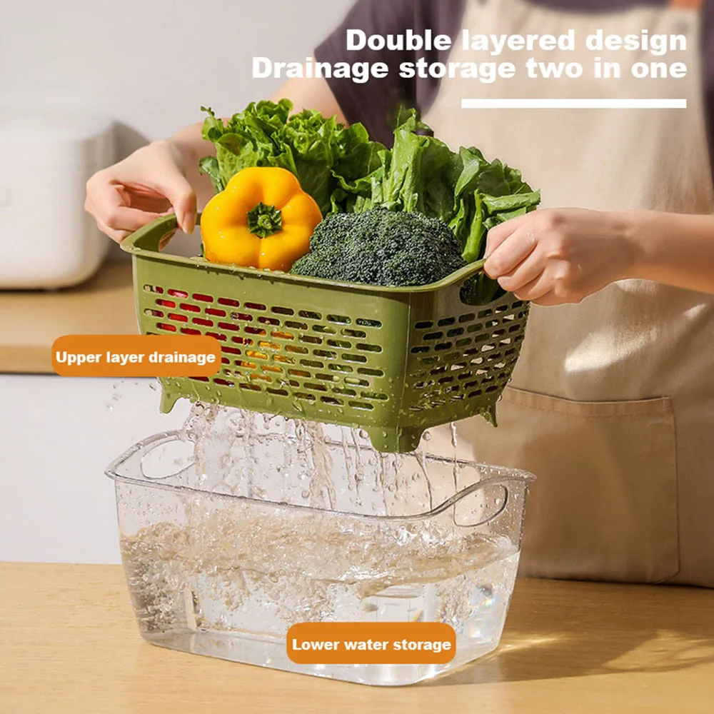 Solid-Color-Double-Layer-Basket-With-Visibles-Case-Multipurpose-Fruit ...
