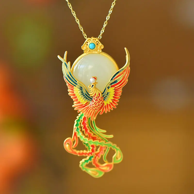 Colorful-Enamel-Phoenix-Brooches-for-Women-Natural-Hotan-Jade-Broche ...