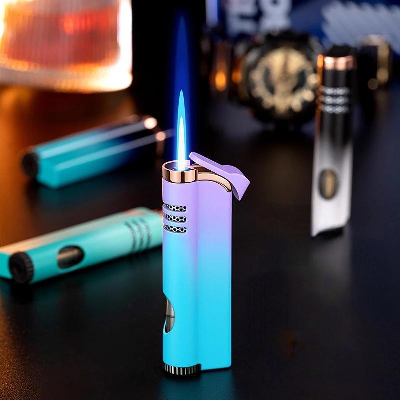 Windproof Torch Gas Lighter Powerful Tube Straight Blue Fire Turbo Pipe ...