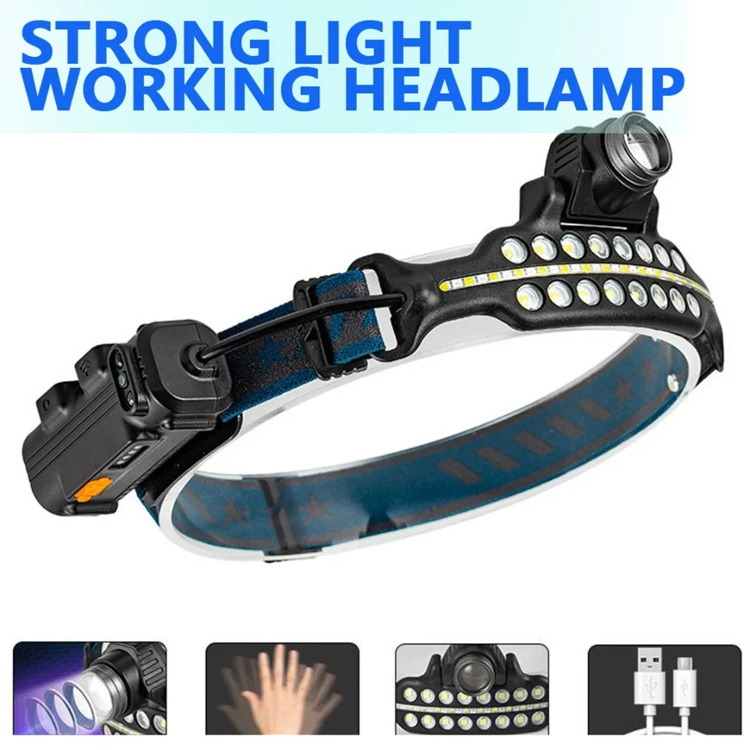 LED-COB-Sensor-Headlamp-Flashlight-with-Built-in-Battery-Headlight-USB ...
