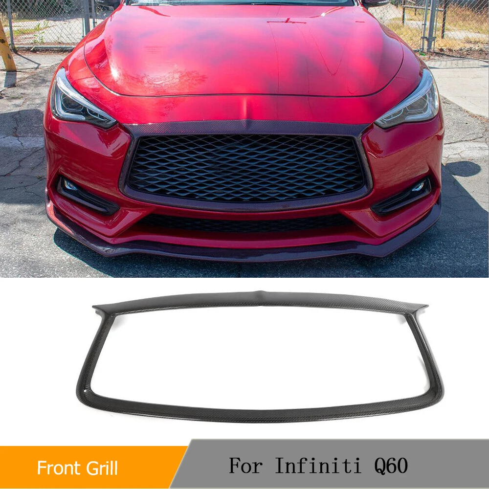 Real Carbon Fiber Car Front Bumper Grill Grille Cover Trim For Infiniti ...