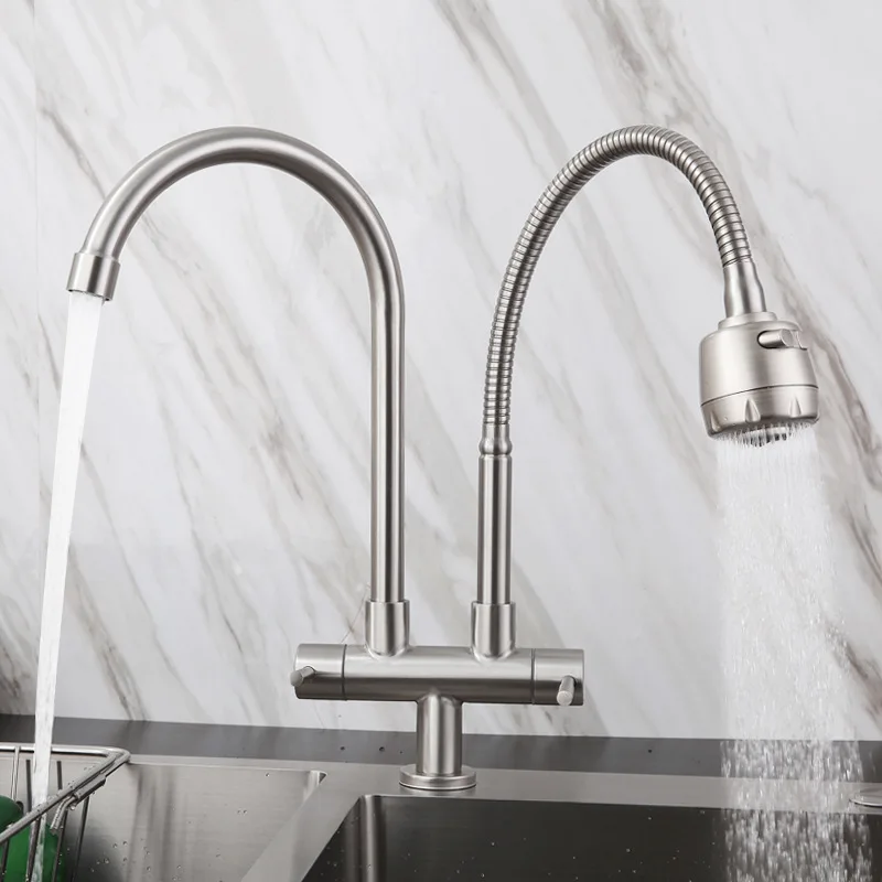 304-Stainless-Steel-Faucet-Sink-Water-Tap-Kitchen-Sink-Tap-Double ...