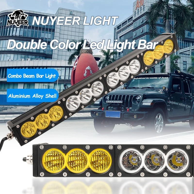 Combo Beam Yellow&White Dual-light Bar Light Off Road Pickup 12V 24V ...