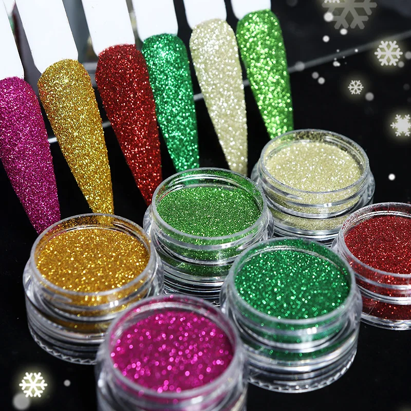 6 Boxes Holographic Nails Glitter Powder Nail Art Metallic Shining ...
