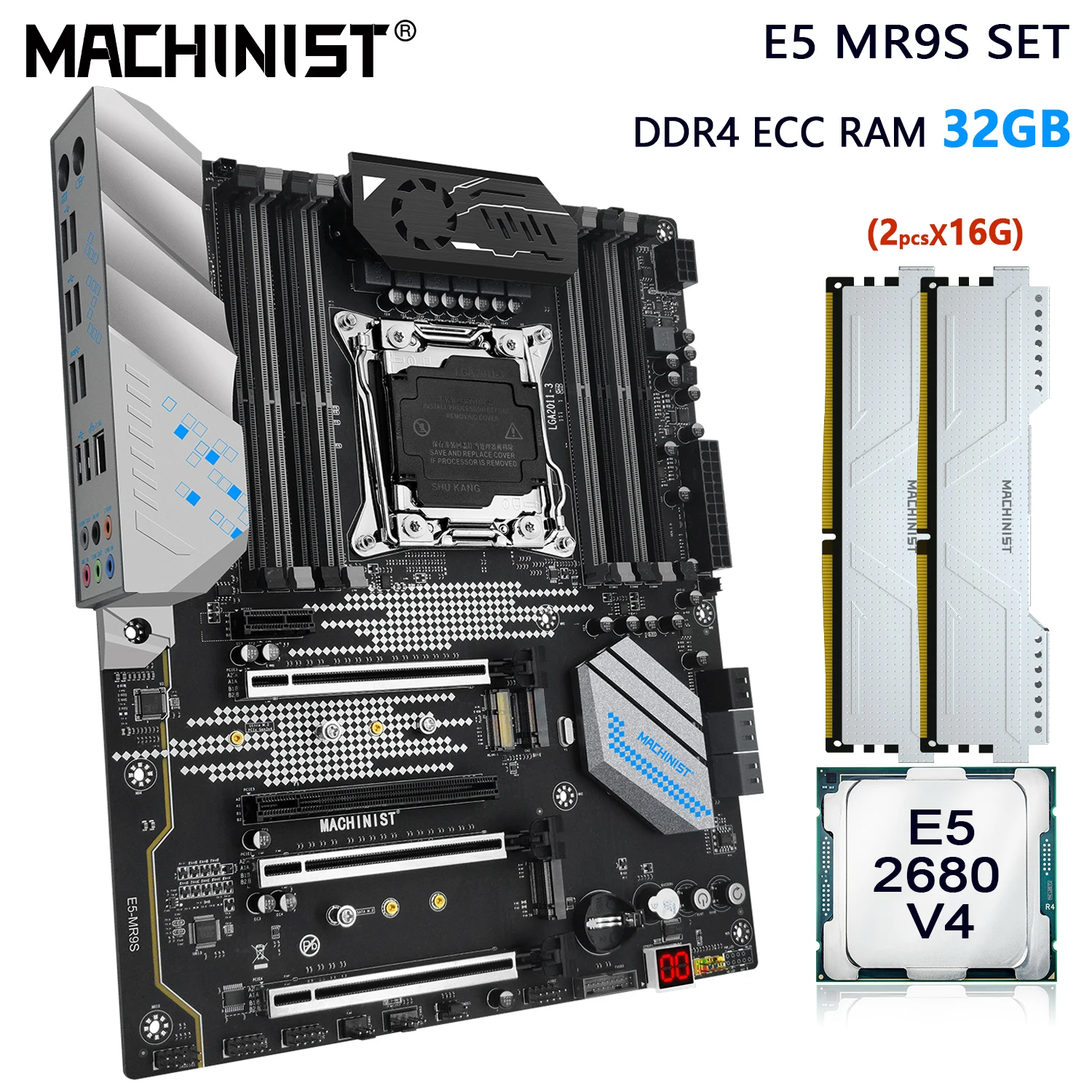 MACHINIST-X99 Conjunto de Placa-Mãe, Kit LGA 2011-3, Xeon E5 2680, Processador CPU V4, 32GB ...