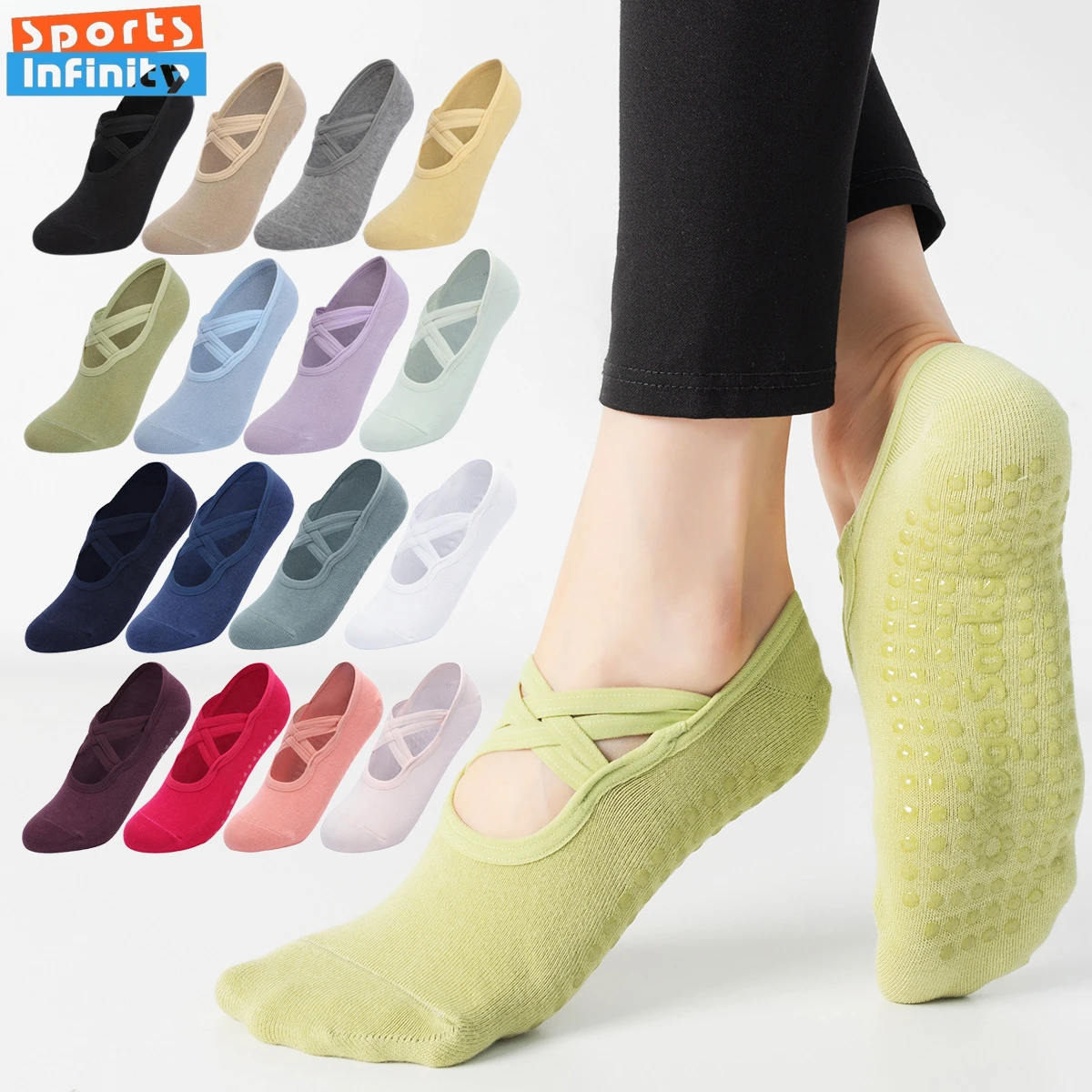 Fashion Cross Straps Backless Yoga Socks Women Anti Slip Professional ...