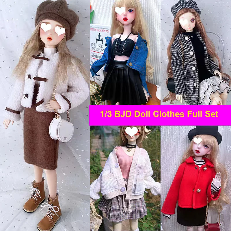 1-3-Doll-Clothes-Full-Set-With-Coat-Sweater-Dress-Hat-Handbag-Fit-For ...