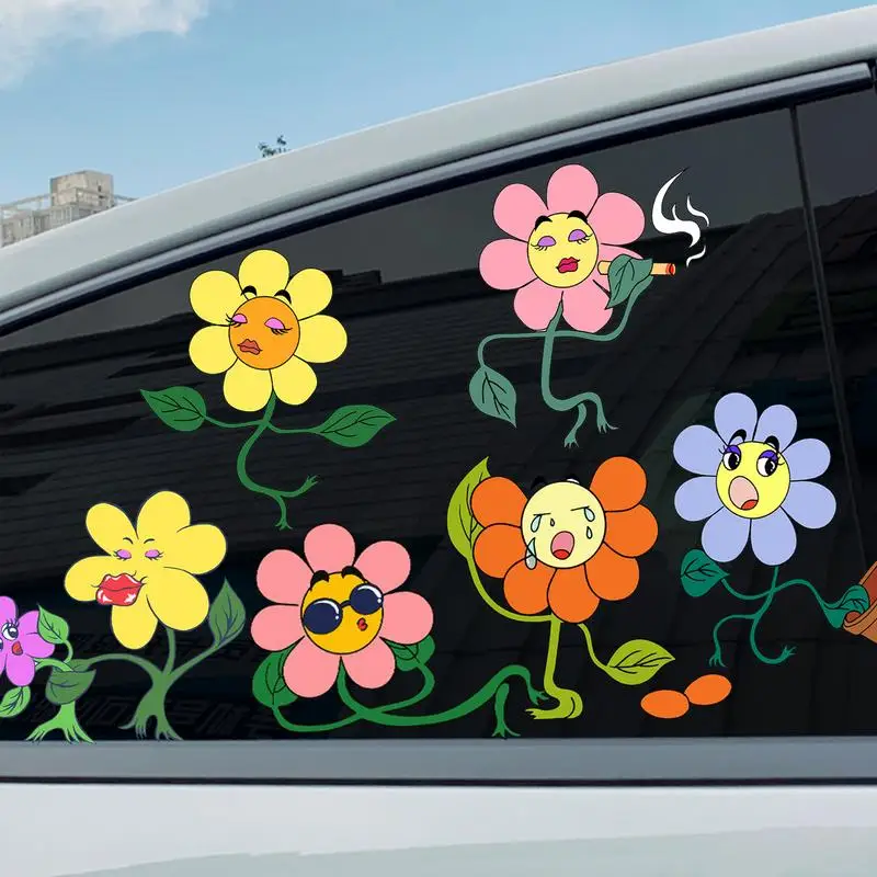 Flower-Car-Stickers-Funny-Humanoid-Flower-Car-Body-Scratches-Stickers ...