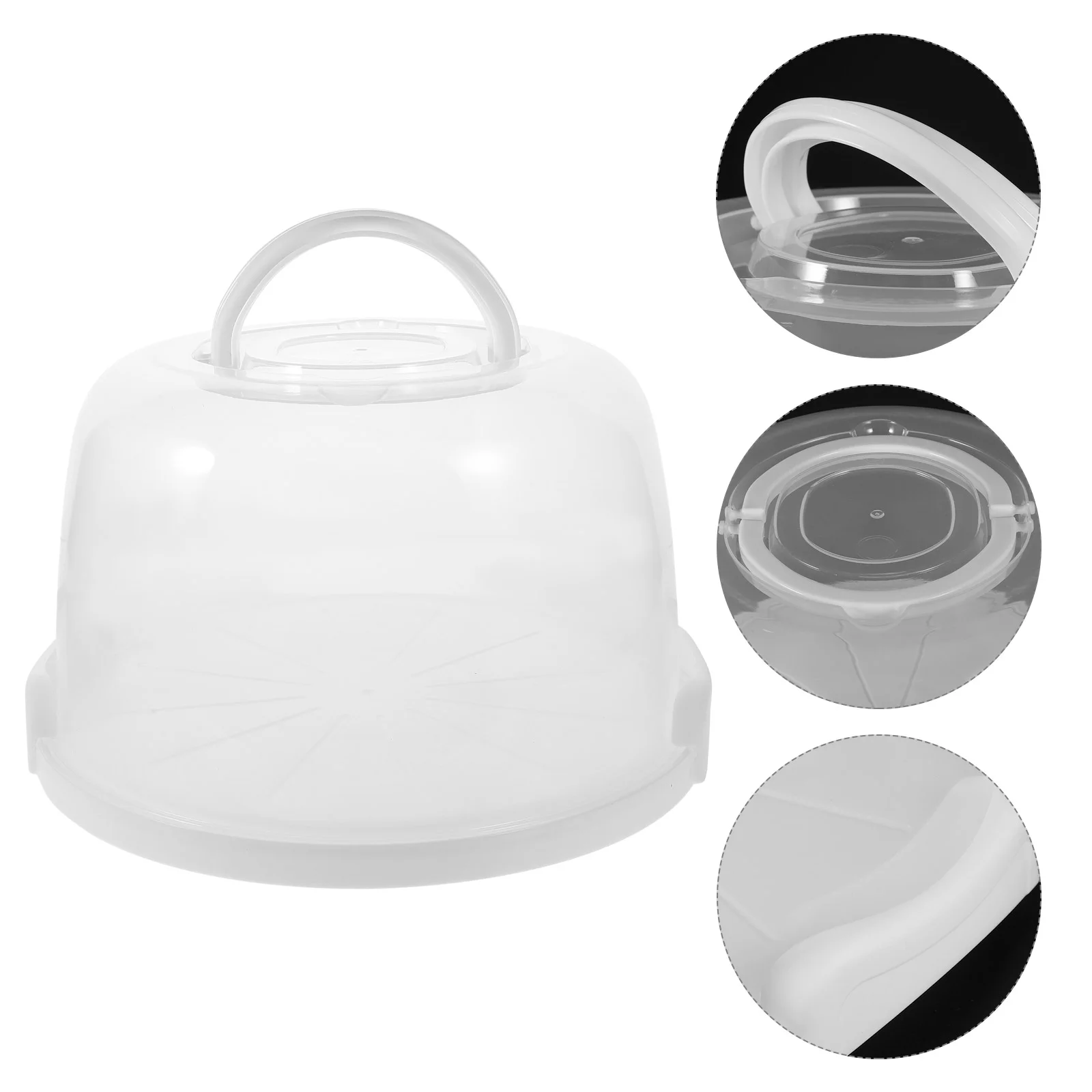 Plastic-Cake-Carrier-Lid-Handle-Round-Pie-Saver-Cupcake-Box-Cake-Keeper ...