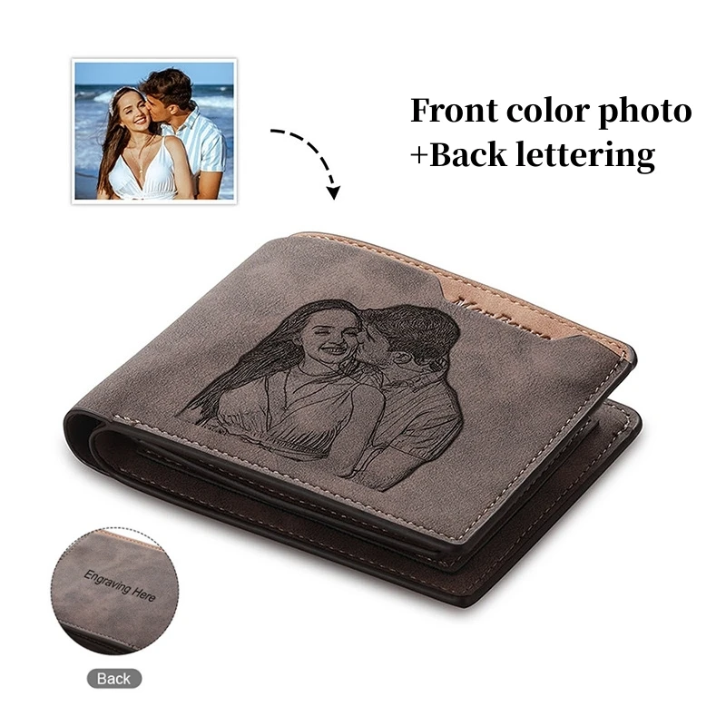 Men Personalized Photo Wallet Custom Engraving Picture & Text Wallets ...