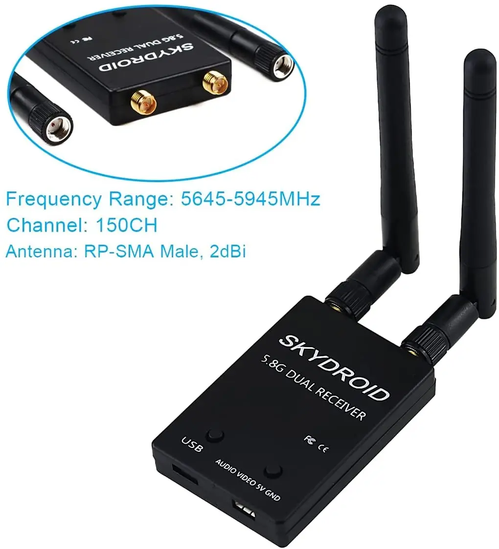 SKYDROID 5.8Ghz 150CH FPV Receiver UVC 5.8G Dual Receiver Double ...