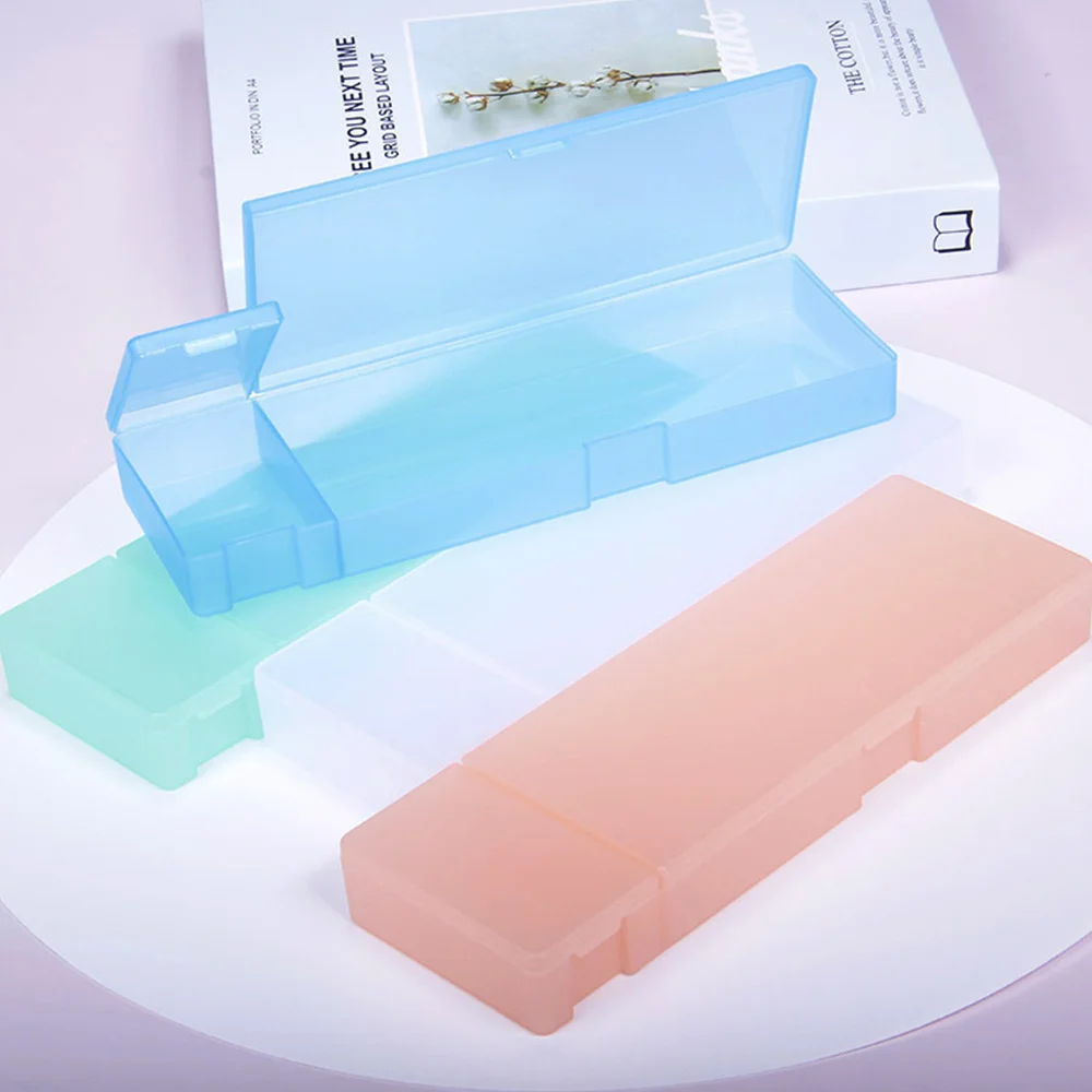 Transparent-Plastic-Pencil-Case-Stationery-Storage-Box-Learning ...