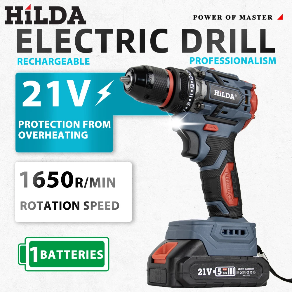 HILDA-21V-Brushless-Drill-Is-Suitable-for-Lithium-Batteries-with-LED-Lights-and-Ventilation ...