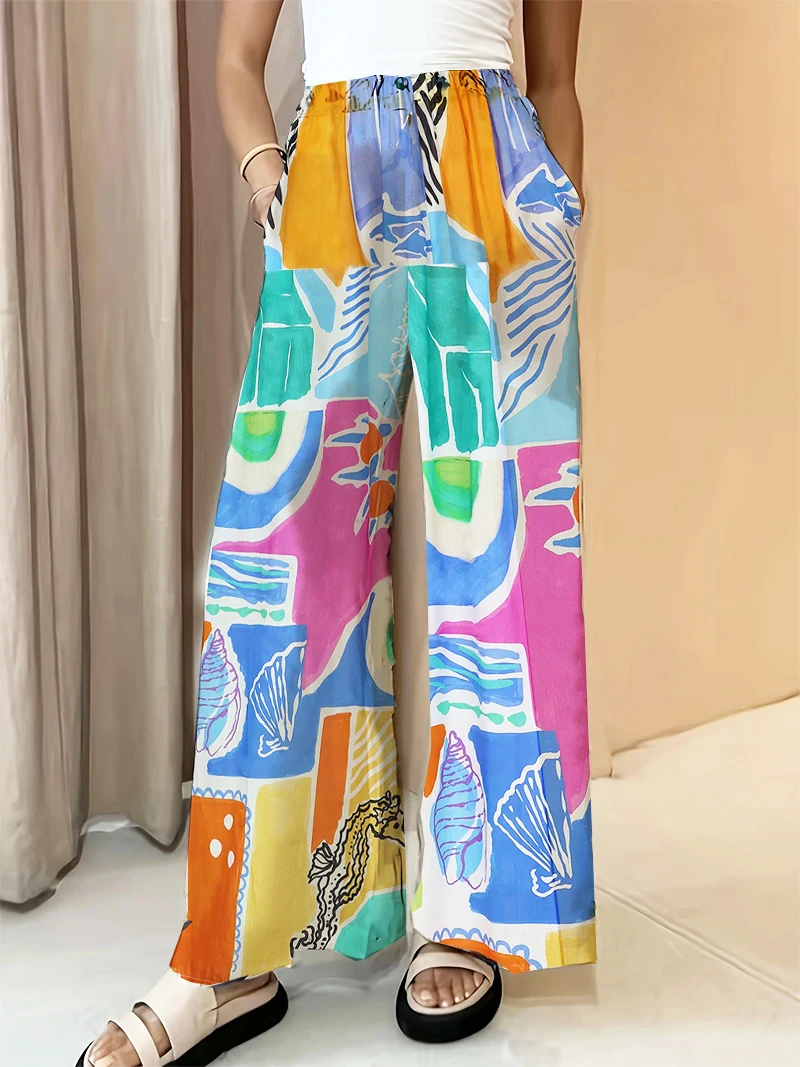 Boheemse-Lichtgewicht-Broek-Met-Wijde-Pijpen-Hoge-Taille-Comfortabel-En ...