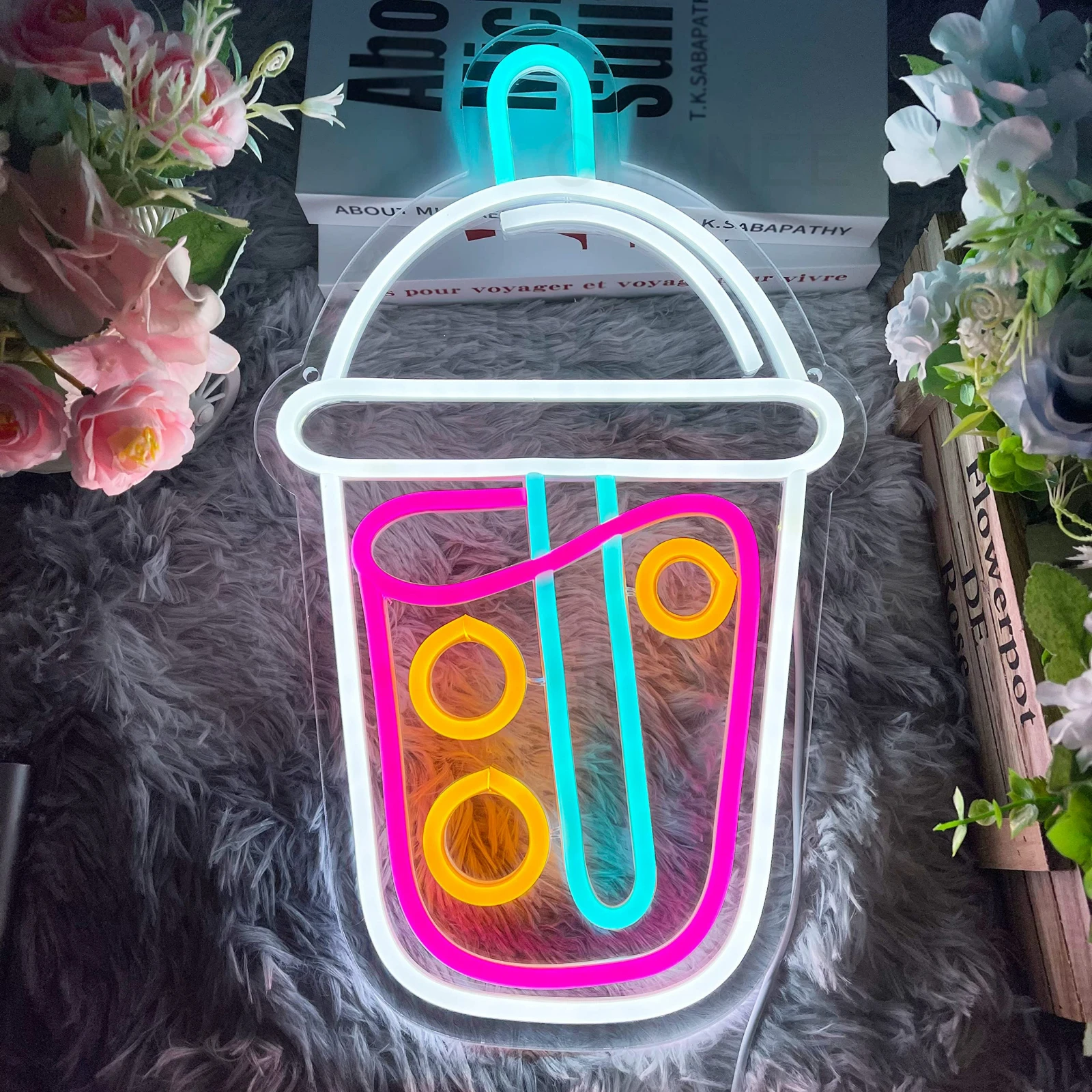 Letrero de neón Led de Boba Tea, cartel personalizado de té de burbujas ...