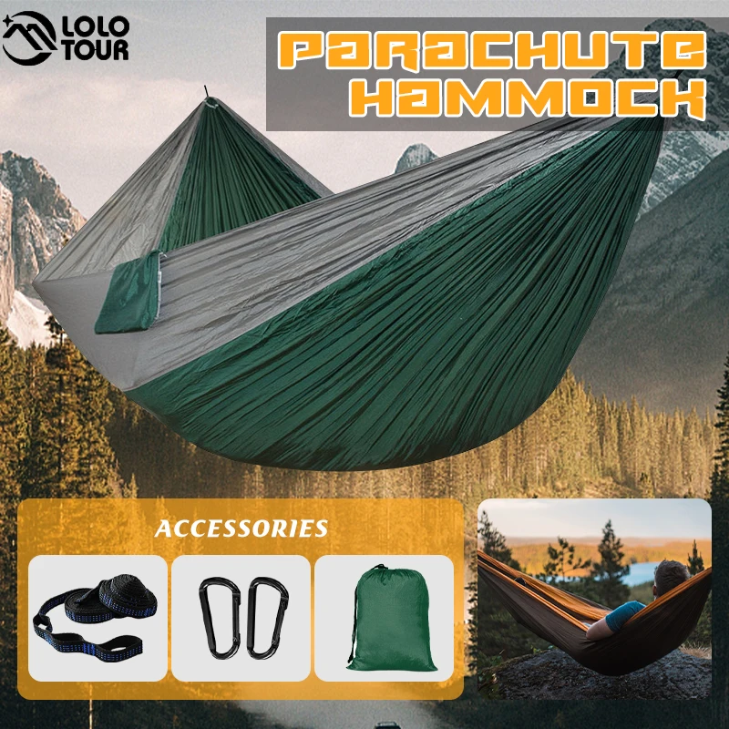 Portable-Parachute-Hammock-260x140cm-24-Color-2-People-Camping-Survival ...