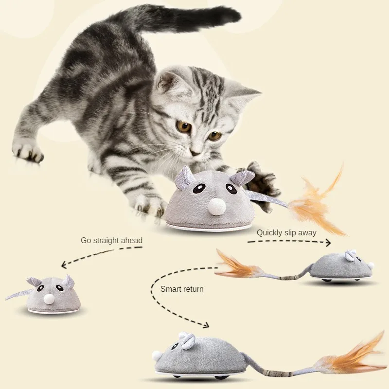 Interactive-Cat-Toy-Mouse-for-Cats-USB-Charging-Rotating-Butterfly ...