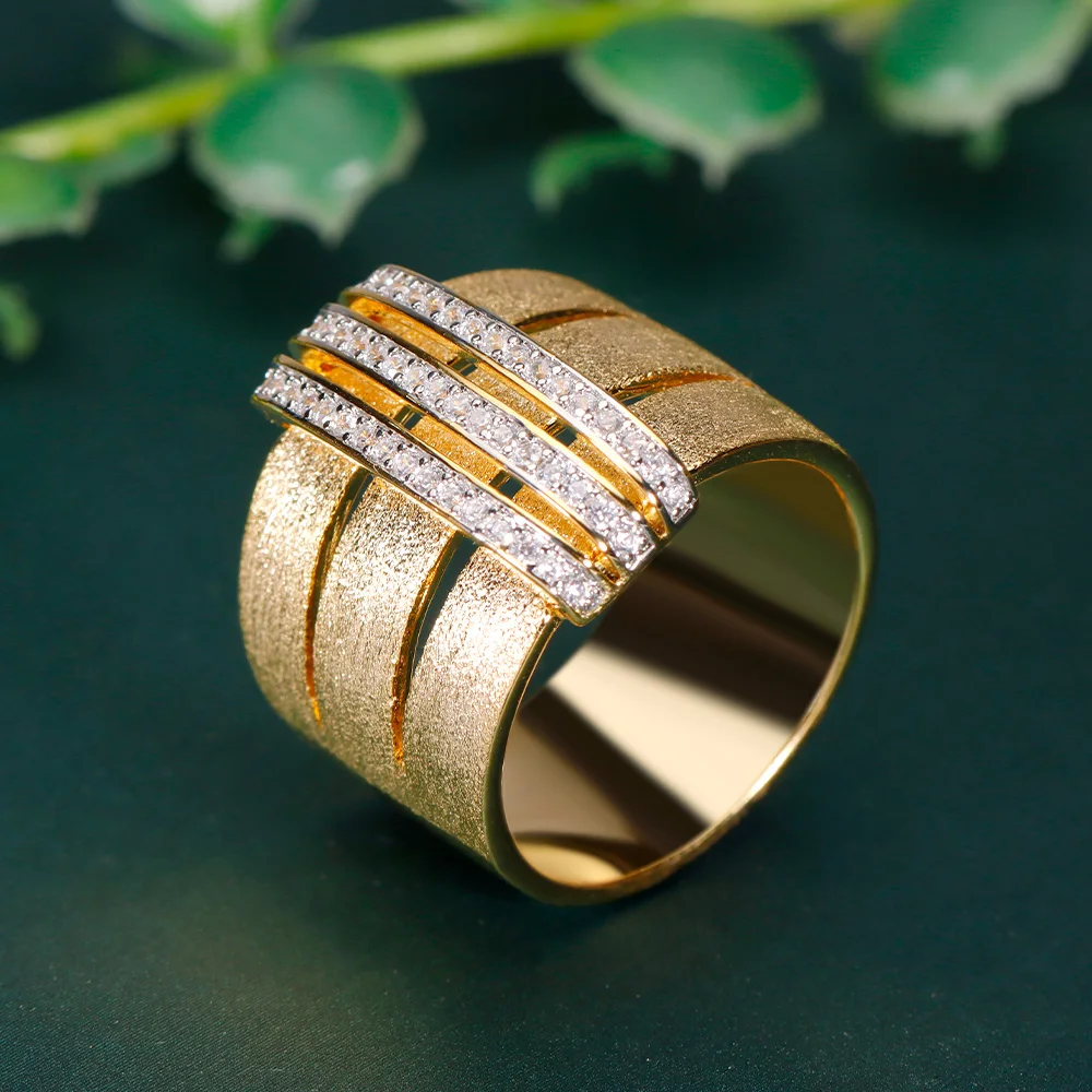 BrideTalk Luxury Brand Big Golden Finger Rings for Women Fine Jewelry ...
