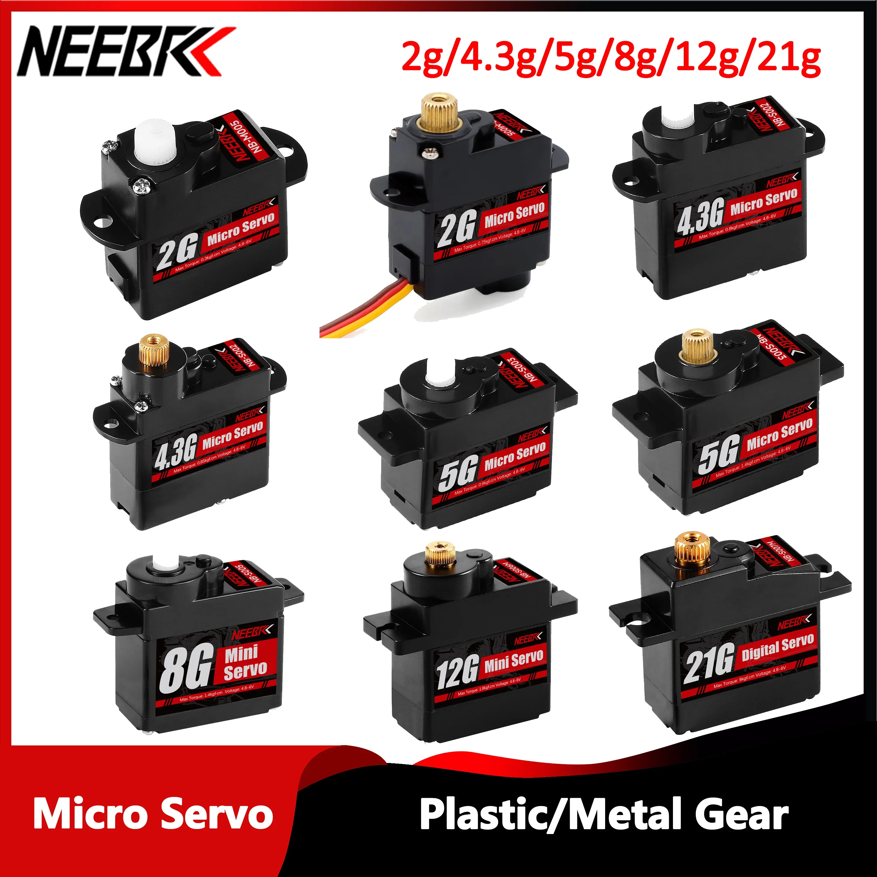 NEEBRC-Mini-Micro-Servo-para-Carro-RC-Metal-Gear-Engrenagem-Pl-stica ...