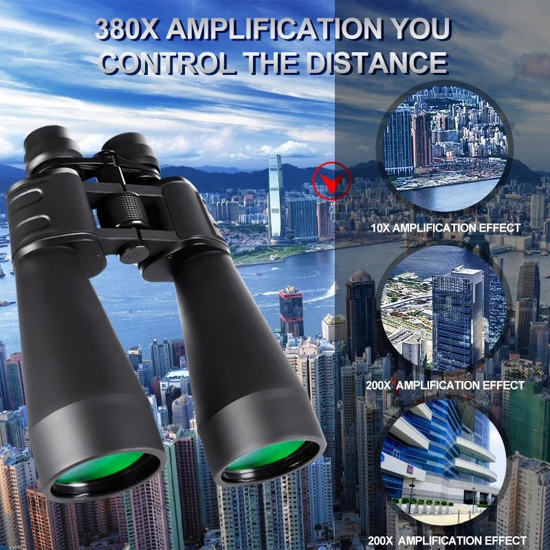 10-380×100 Powerful Binoculars Long Range Telescope Zoom HD BAK4 High Magnification Professional ...