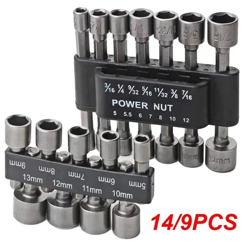 9PCS-14PCS-Allen-Bit-Hex-Socket-Sleeve-Set-Nut-Driver-Bit-Set ...