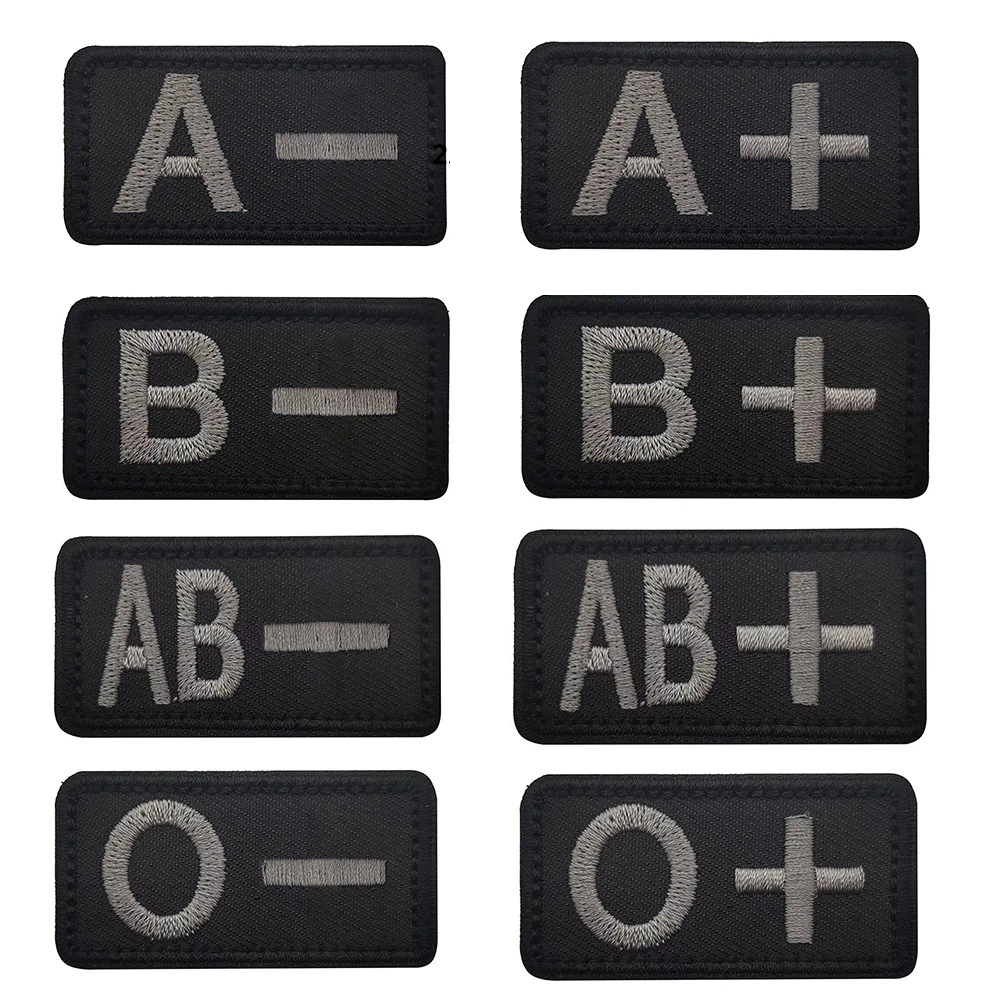 Blood Type Patches Hook Loop Embroidery Military Tactics Badge For Coat ...