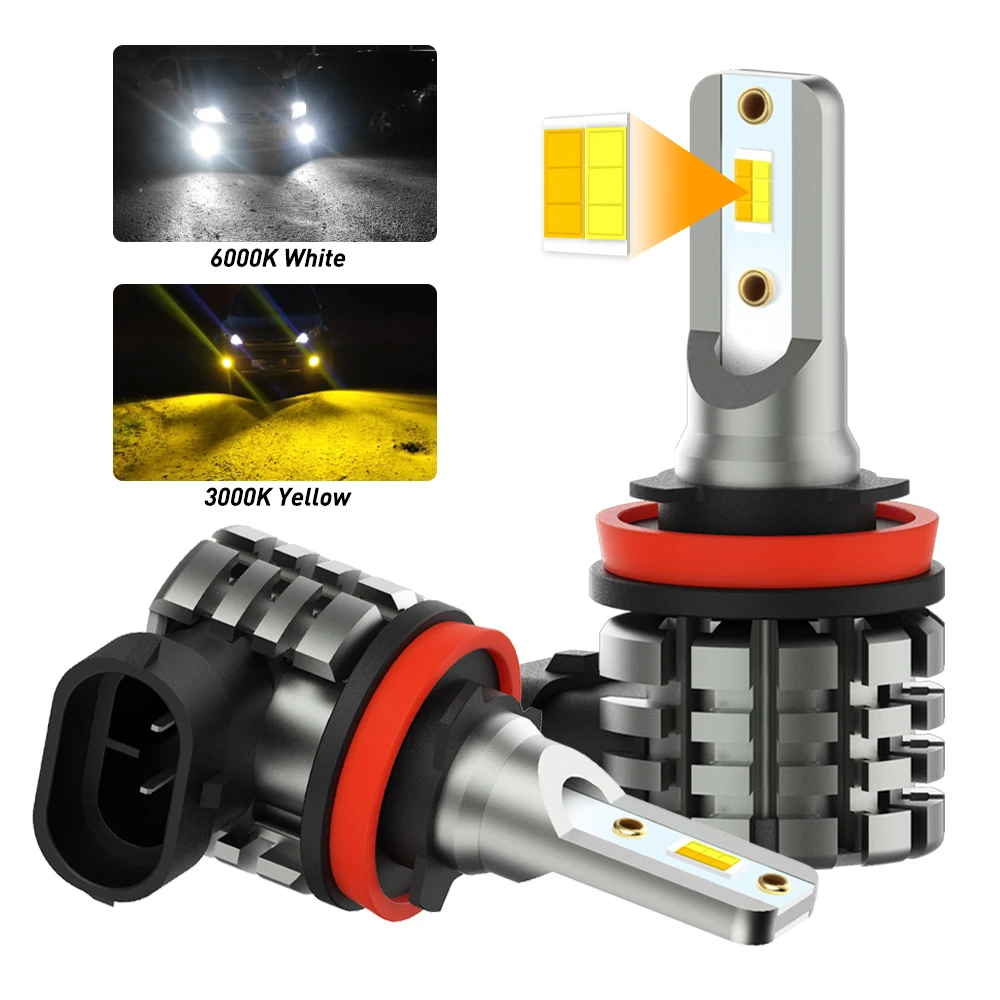 AUXITO-2Pcs-H11-H8-LED-Fog-Light-Bulbs-Switchback-Dual-White-Yellow-H9 ...