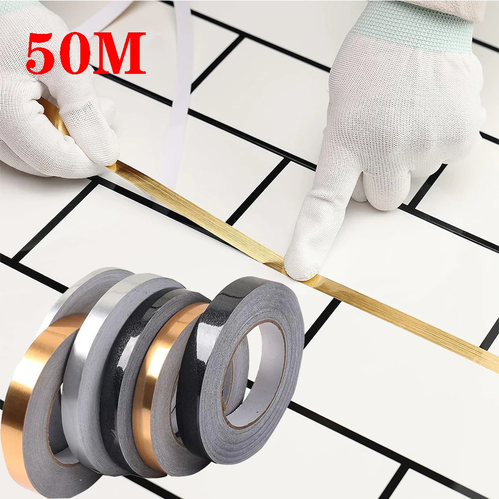 50M Self-Adhesive Tile Beauty Seam Sticker Tape 0.5/1cm Width ...