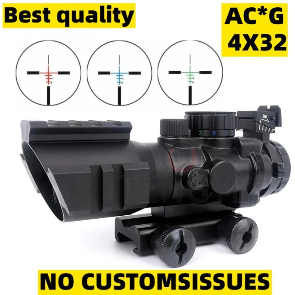 Adjustable 4×32 Red Dot 1x 4x Scope Red Dot Tactical Scope 20mm Rail ...