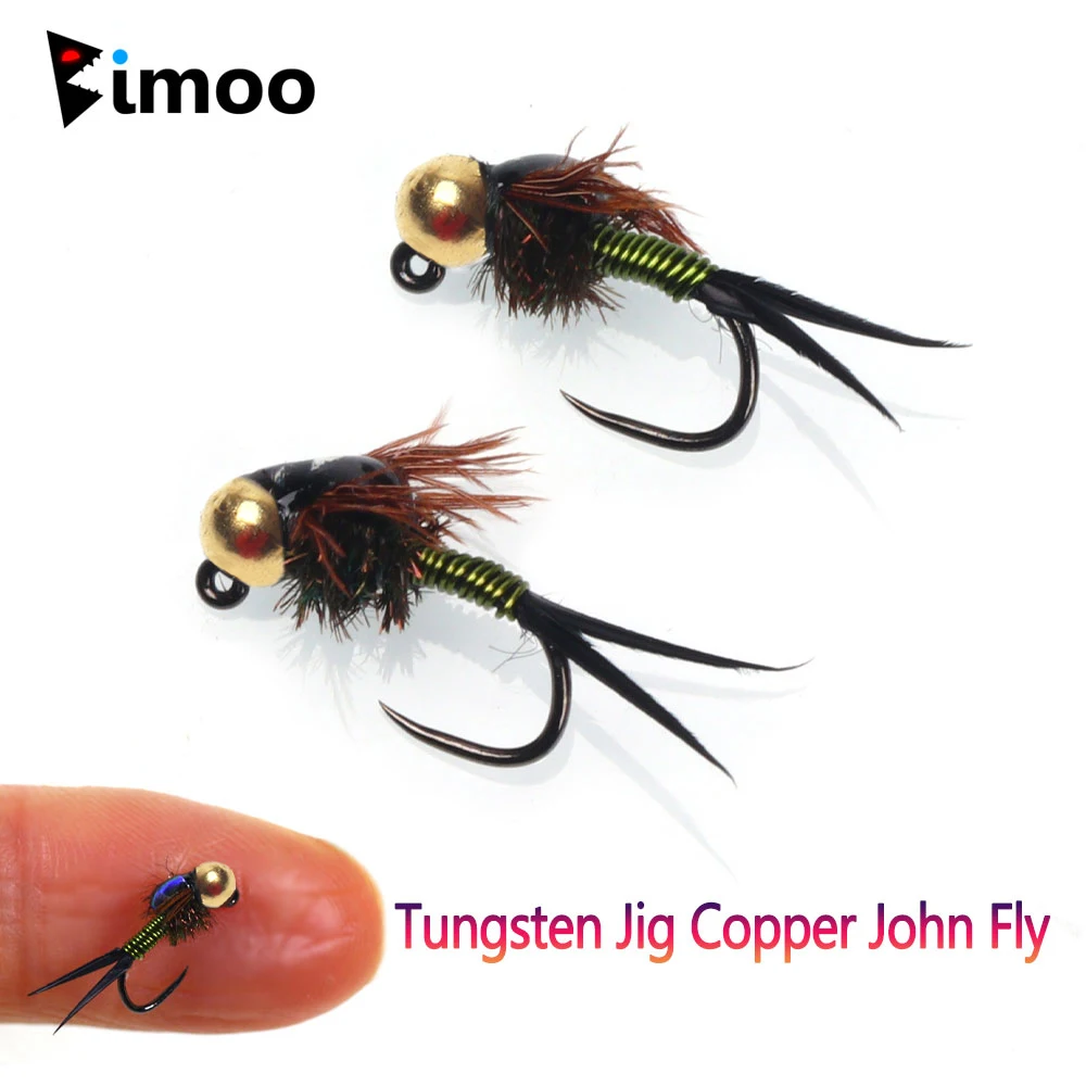 Bimoo-4pcs-16-Tungsten-Bead-Head-Barbless-Jig-Copper-John-Fly-Copper ...
