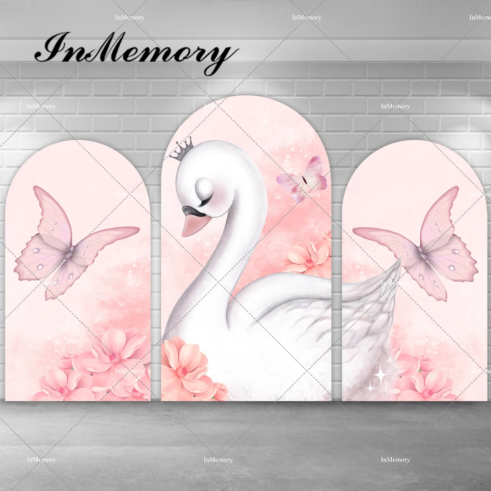Fundo-do-arco-do-tema-do-cisne-da-borboleta-fundo-rosa-bandeira-da ...