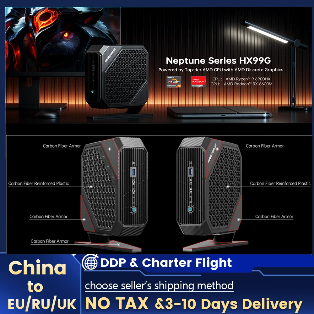 Mini PC Gaming HX99G MinisForum AMD R9 6900HX Radeon RX 6600 8G 2xDDR5 ...